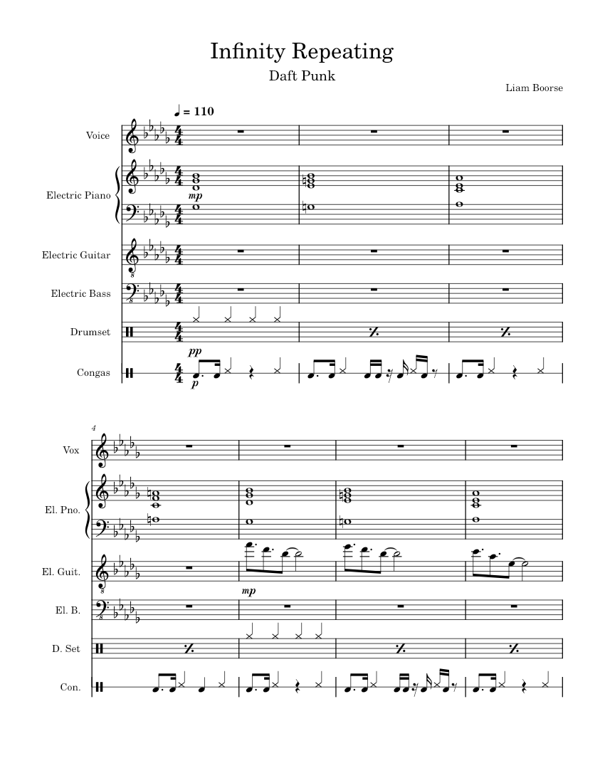 Infinity Repeating – Daft Punk Sheet music for Piano, Guitar, Bass ...