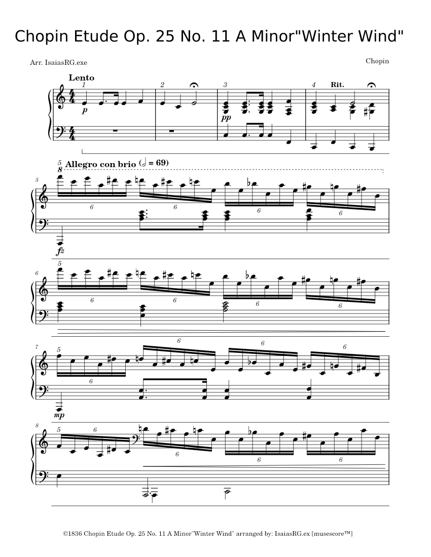 Chopin's WINTER WIND [120 FOLLOWERS SPECIAL!!!] Sheet music for Piano ...