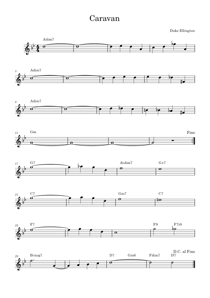Caravan – Duke Ellington caravan Gm Sheet Music for Piano (Solo) Easy ...