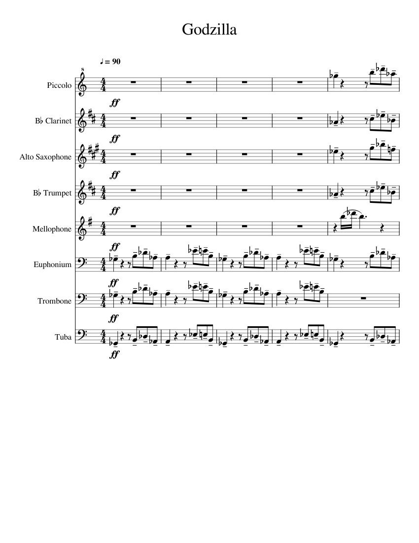 Godzilla Sheet music for Trombone, Tuba, Oboe, Clarinet other & more ...