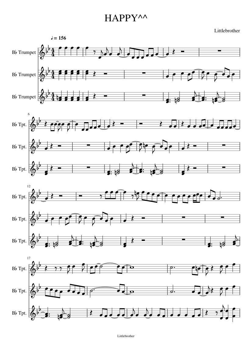 Happy - Trumpet ensemble Sheet music for Trumpet in b-flat (Mixed Trio ...