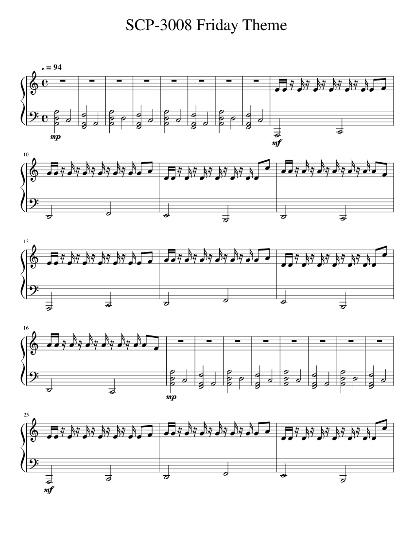 SCP-3008 Friday Theme - piano tutorial