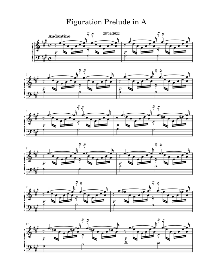 Figuration prelude in A Sheet music for Piano (Solo) Easy | Musescore.com
