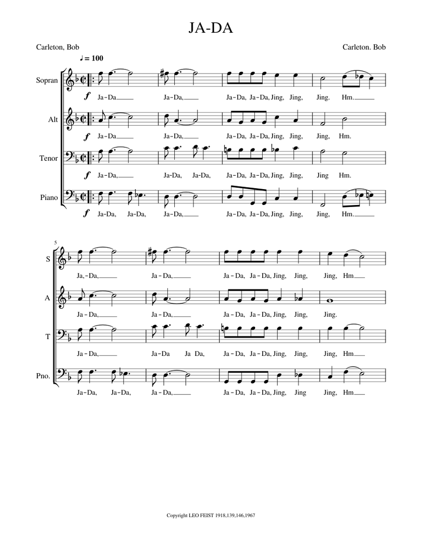 Ja Da Sheet music for Piano (Mixed Quartet) | Musescore.com