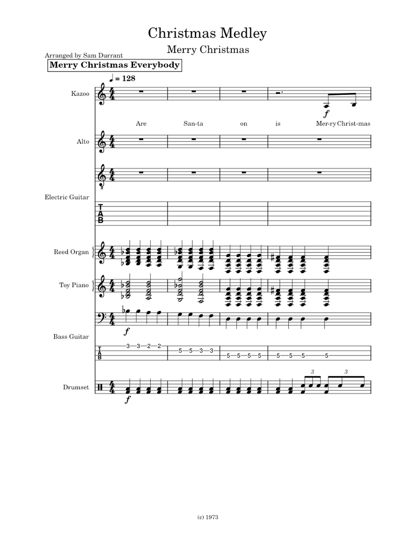Christmas Medley – Misc Mashups Sheet music for Drum Group, Alto ...