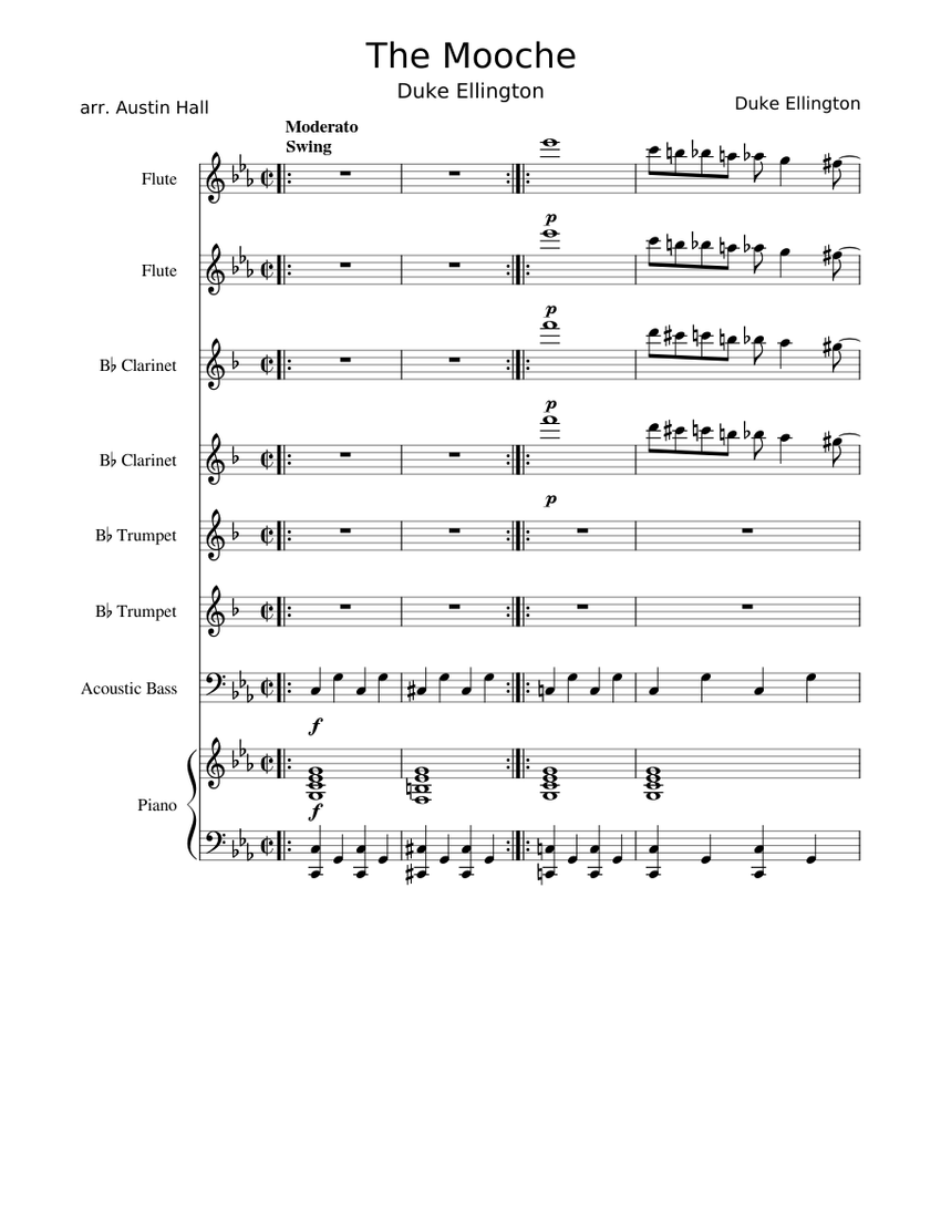 The Mooche Sheet music for Piano, Flute, Clarinet in b-flat, Trumpet in ...