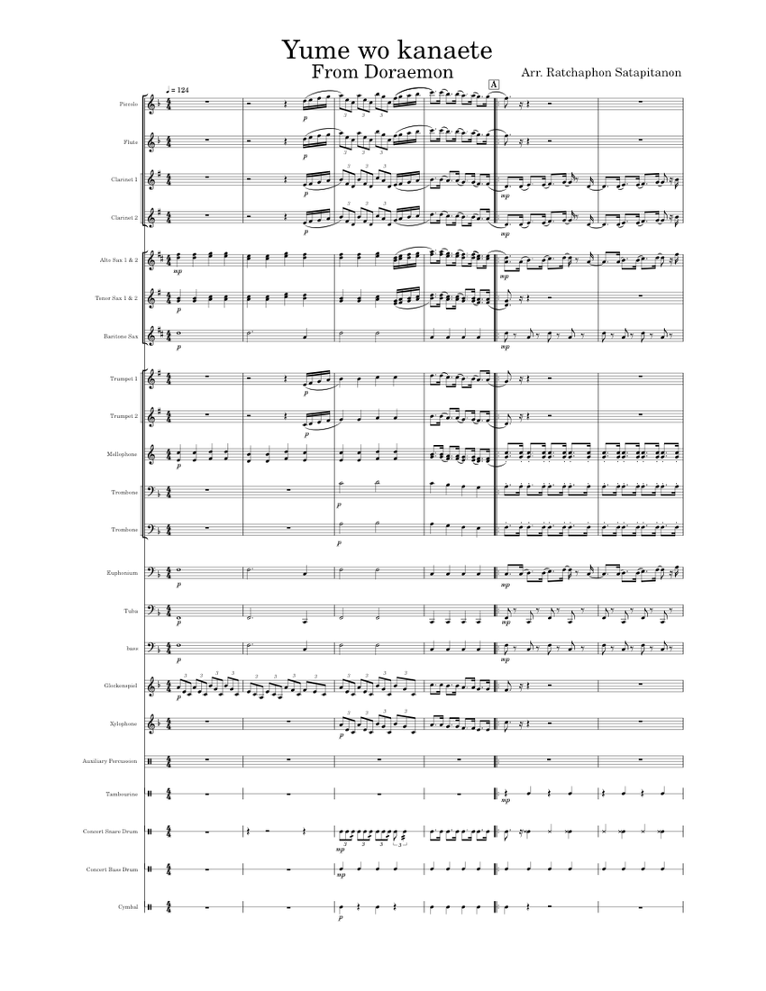 Yume wo kanaete Doraemon By Kla naha Sheet music for Trombone ...