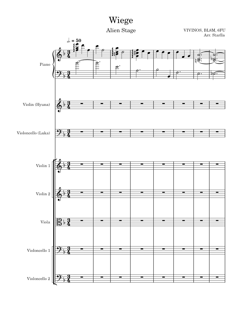 Wiege (VIVINOS - ALNST Original Soundtrack Part.9) – BL8M & 6FU Sheet ...