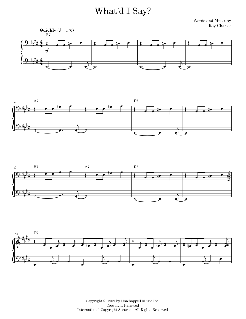 What'd I say Sheet music for Piano, Vocals by Ray Charles Official ...