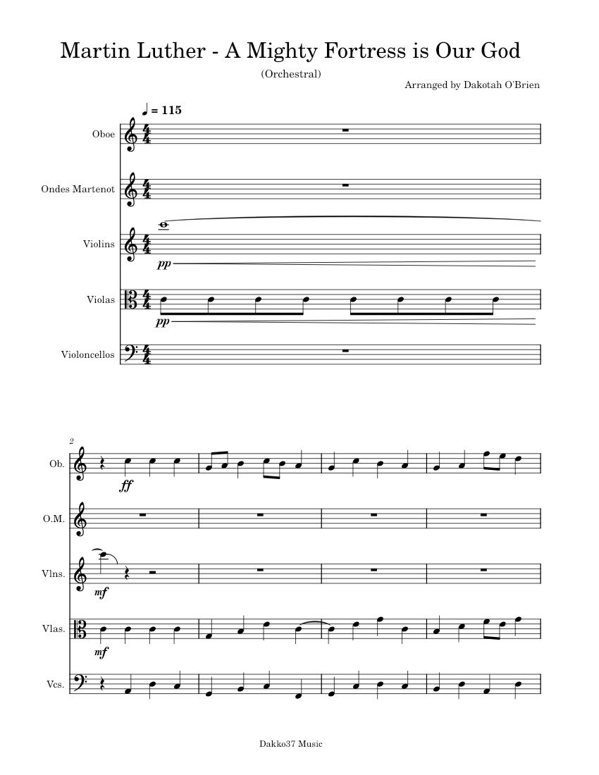 Martin Luther - A Mighty Fortress is Our God Sheet music for Oboe ...