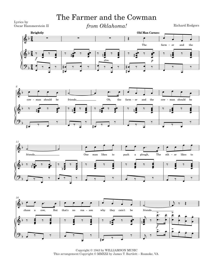The Farmer and the Cowman – Richard Rodgers, Oscar Hammerstein II Sheet ...