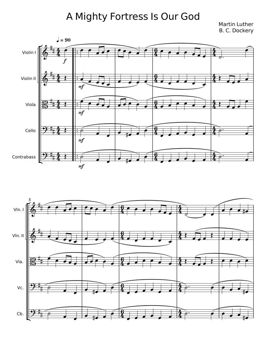 A mighty fortress is our god - Martin Luther Sheet music for Violin ...