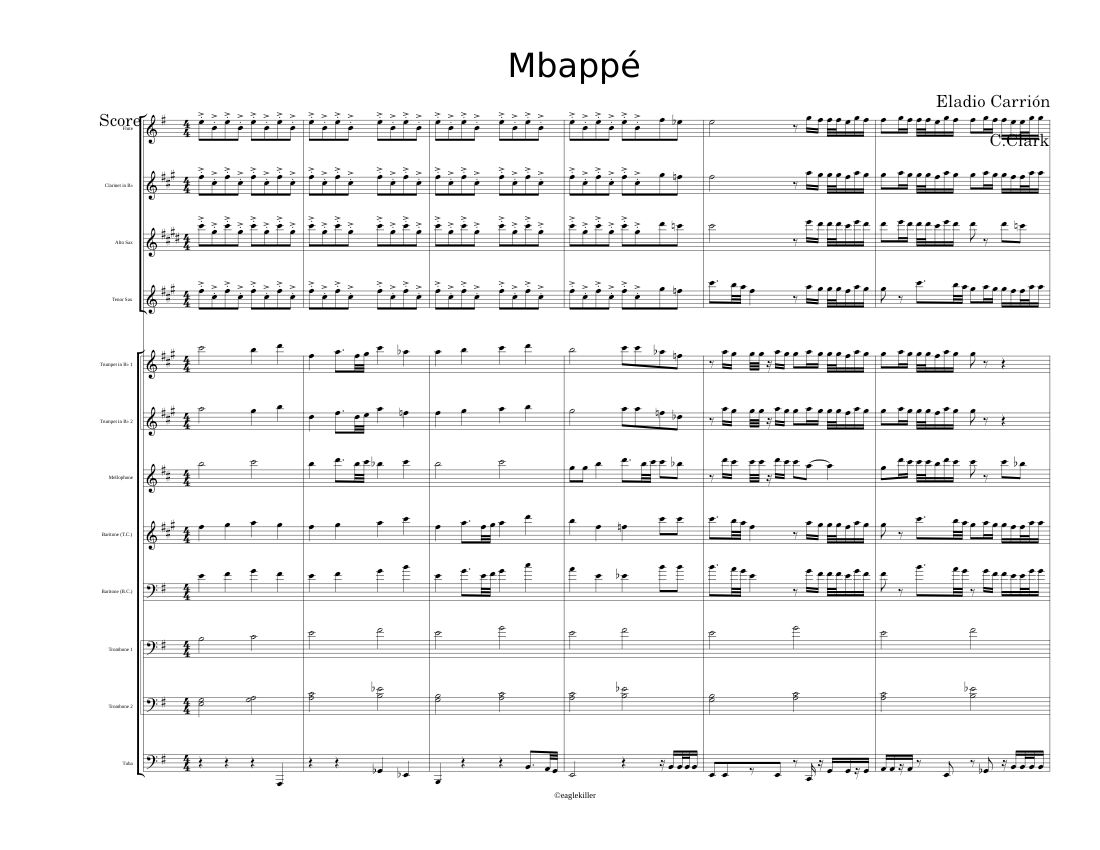 Mbappe – Eladio Carrión Sheet Music for Trombone, Tuba, Flute ...
