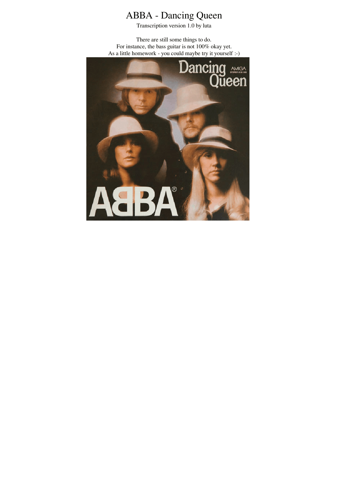 ABBA - Dancing Queen Sheet Music for Piano, Trombone, Vocals, Flute & more instruments (Mixed ...