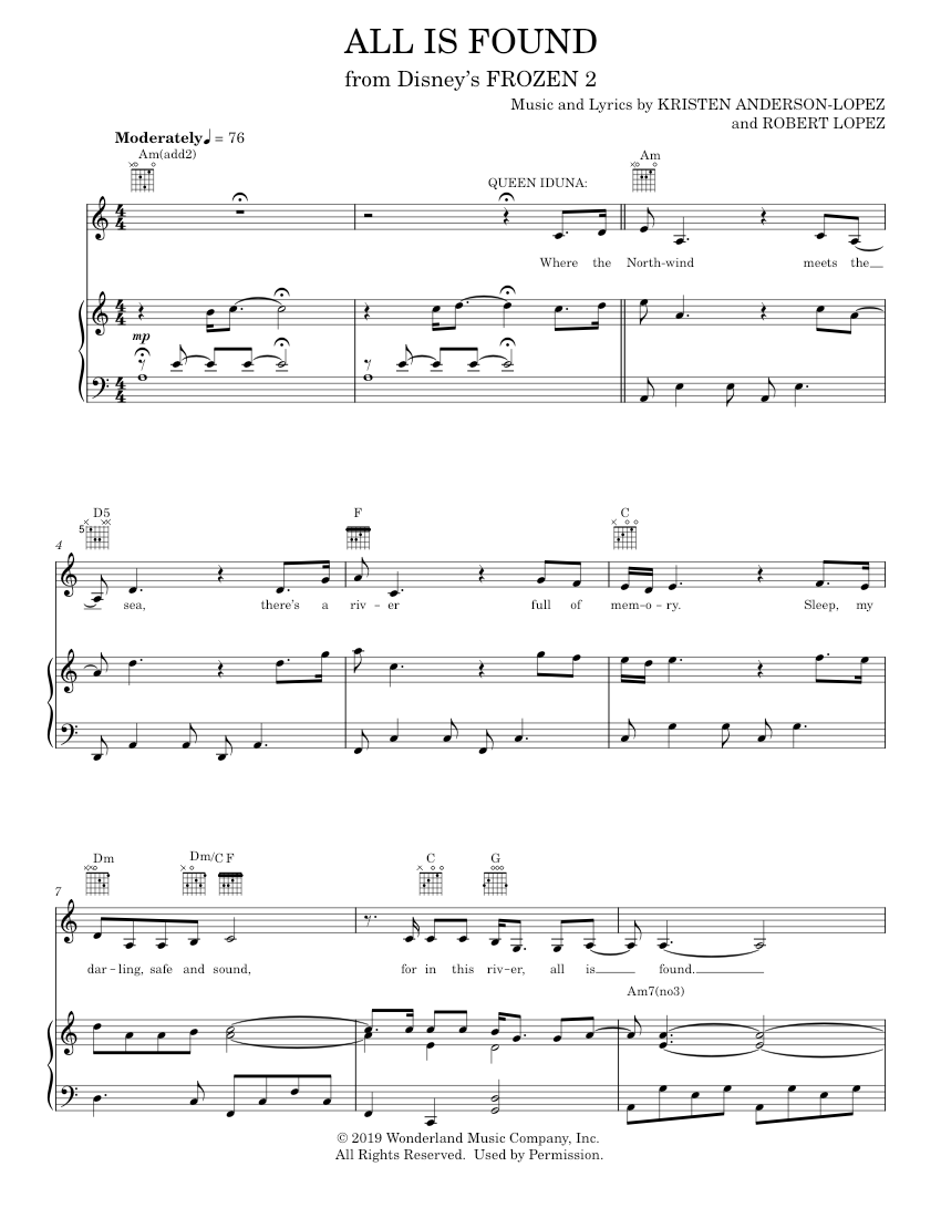 All Is Found (from Disney's Frozen 2) Sheet music for Piano, Vocals by ...