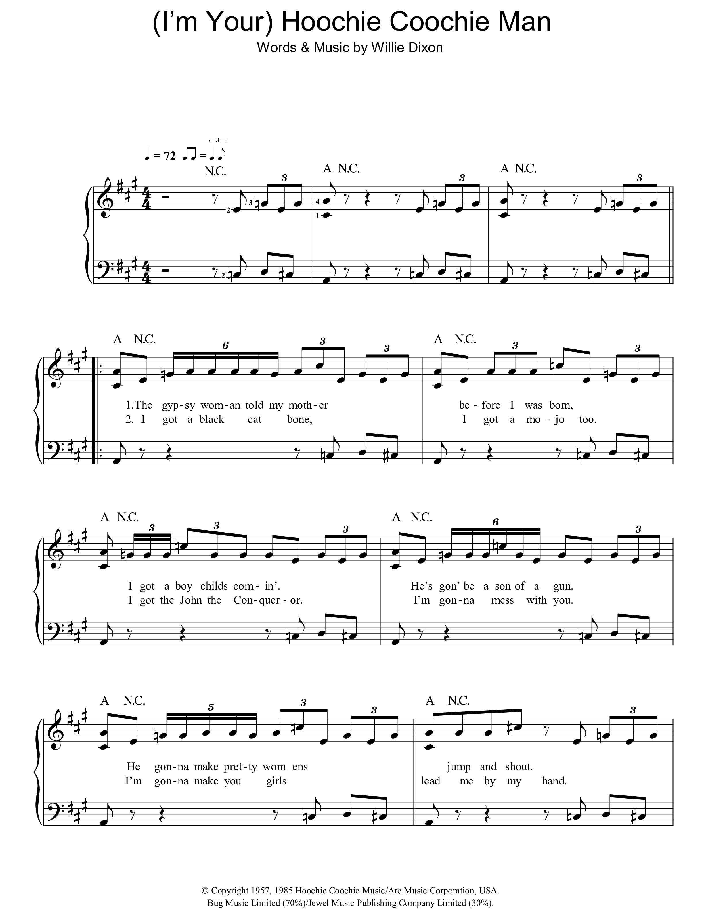 Play Official version of Hoochie coochie man Sheet Music by Muddy ...