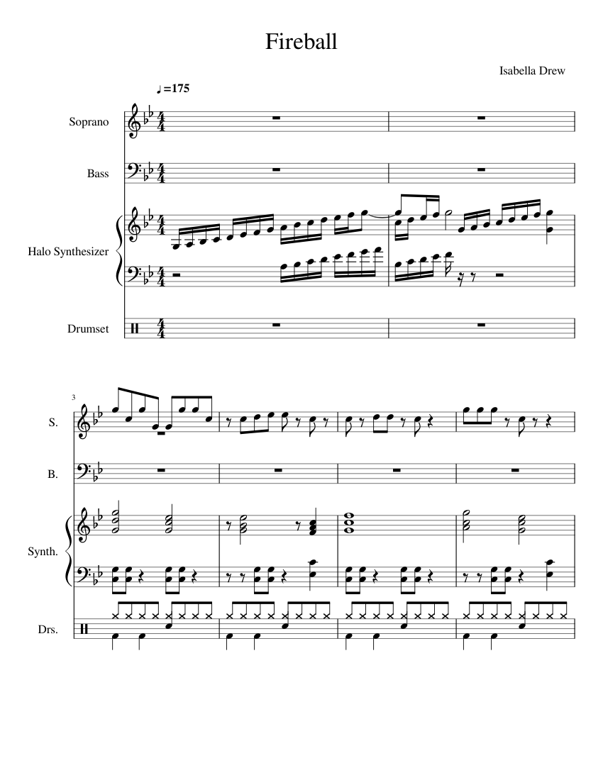 Fireball Sheet music for Bass guitar (Solo) | Musescore.com