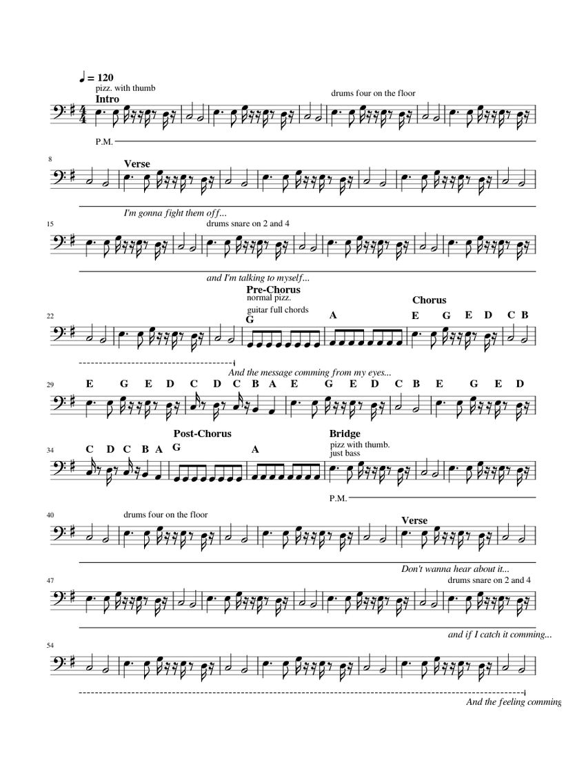 Seven nation army – The White Stripes, bass part Sheet music for Bass ...