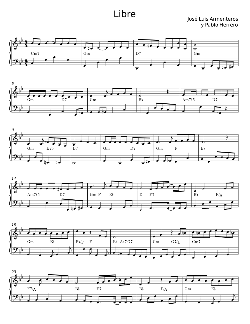 Libre - José Luis Armenteros Sheet music for Piano (Solo) Easy ...