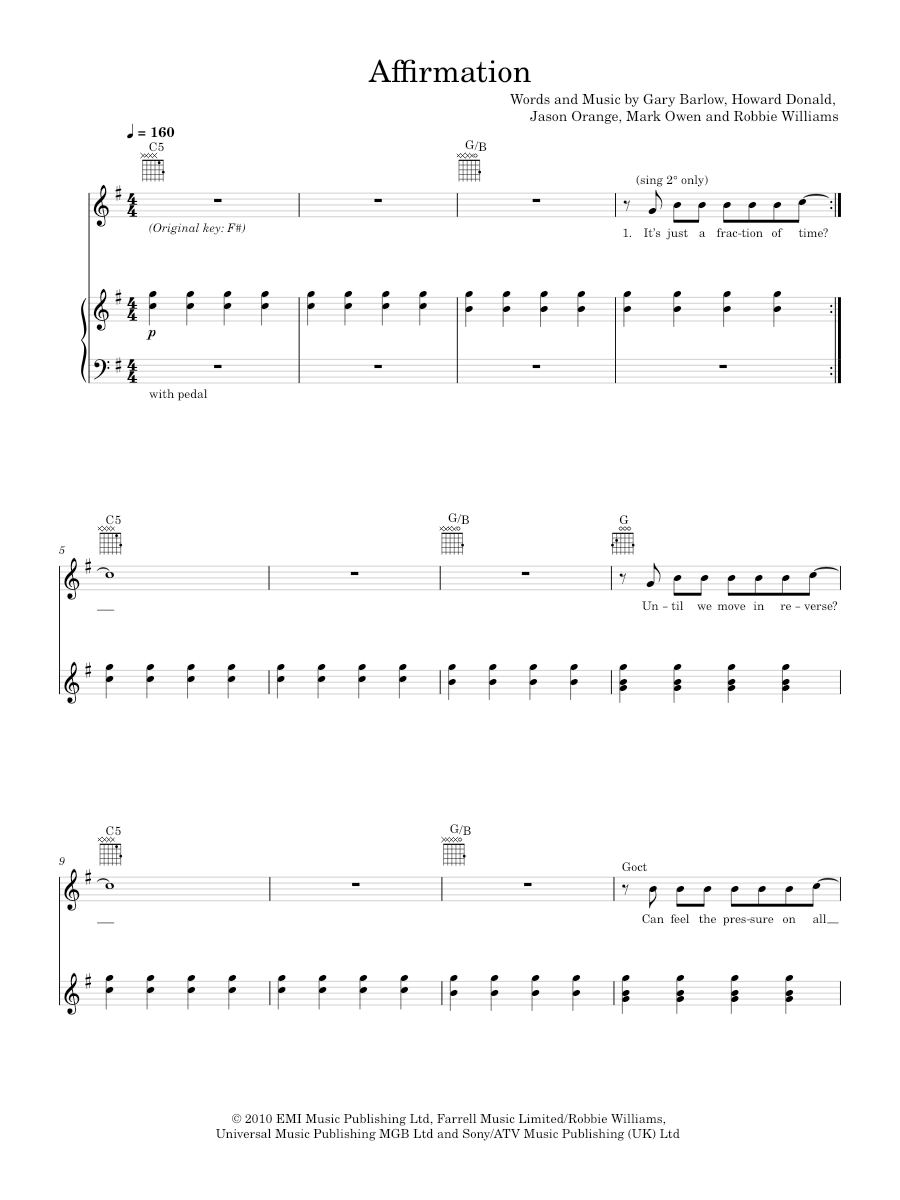 affirmation Sheet music for Piano, Vocals: Music Notes