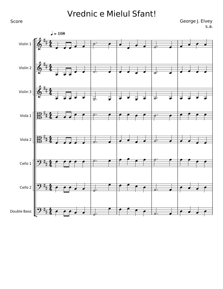 Vrednic e Mielul Sfant - George J. Elvey Sheet Music for Contrabass ...