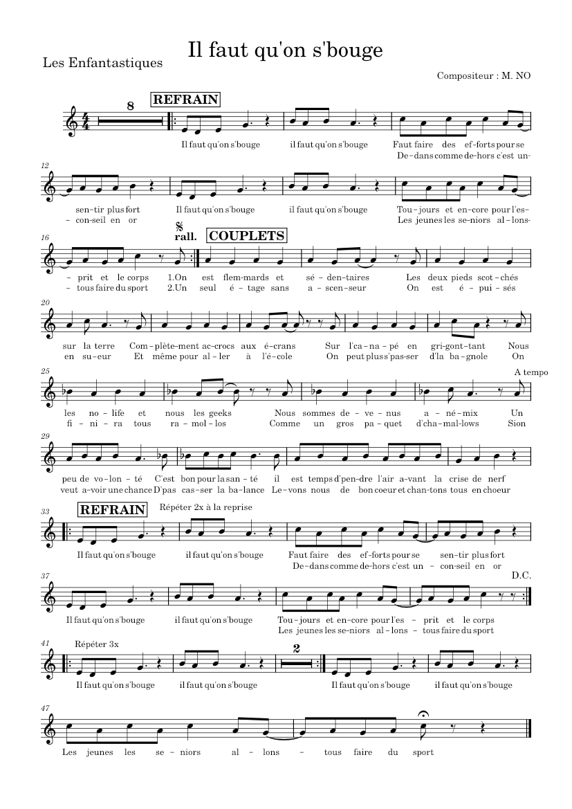 Il faut qu'on s'bouge – Jean Nô il faut qu'on sbouge Sheet Music for ...