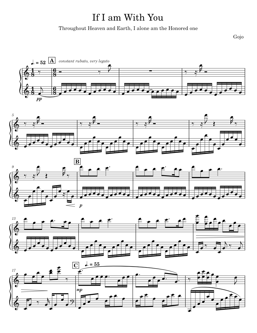 If I am With You - Gojo Sheet Music for Piano (Solo) | MuseScore.com