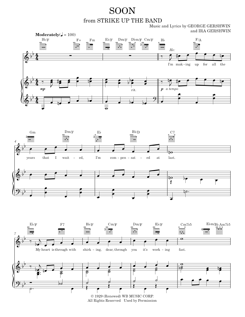 Soon Sheet music for Piano, Vocals by George Gershwin, George and Ira ...