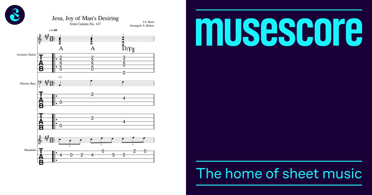 Jesu, Joy of Mans Desiring Sheet music for Guitar, Bass guitar ...