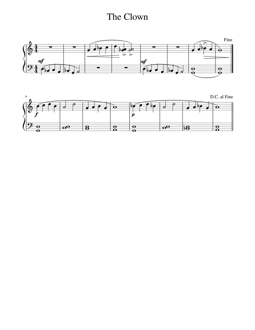 The Clown Sheet music for Piano (Solo) | Musescore.com