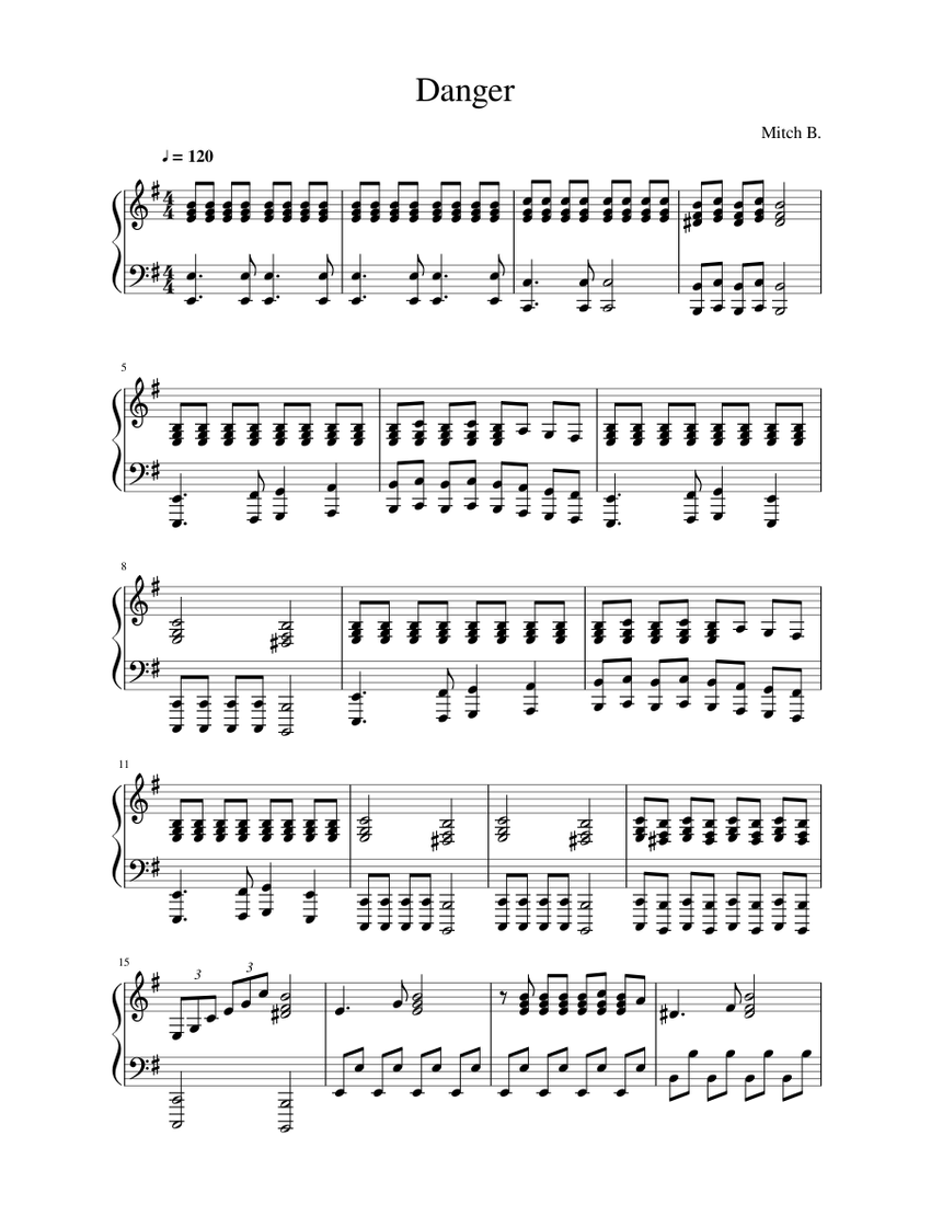 Danger Sheet music for Piano (Solo) | Musescore.com