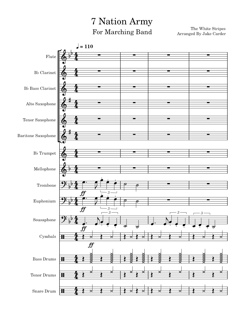 Seven nation army – The White Stripes Marching Band Arrangment Sheet ...