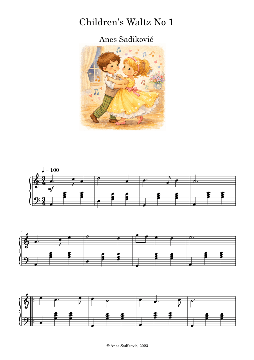 Children's Waltz by Anes Sadiković Sheet music for Piano (Solo) Easy ...