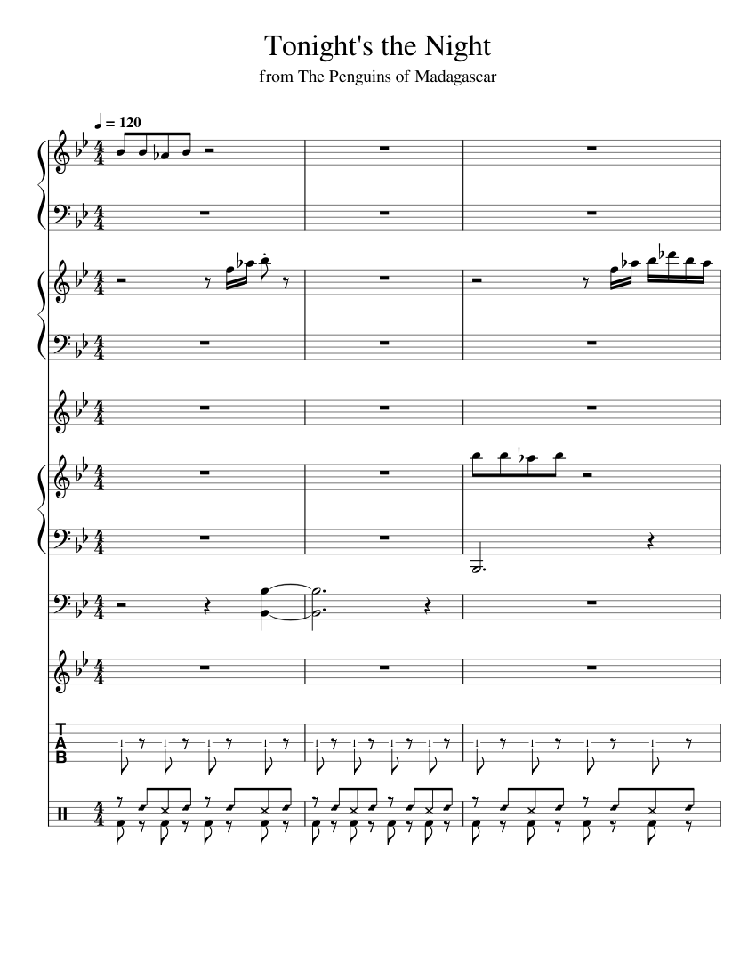 Tonight's the Night Sheet Music for Piano, Trombone, Vocals, Bass ...