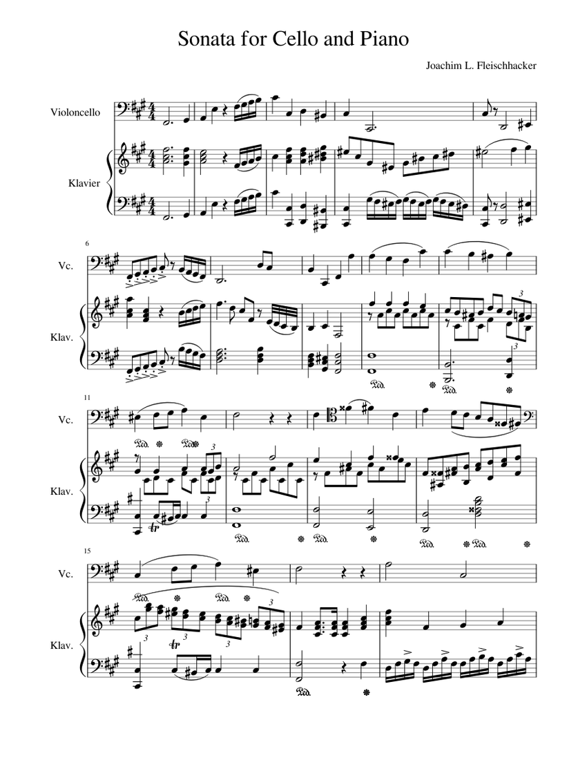 Sonata for Cello and Piano [Sketch] Sheet music for Piano, Cello (Solo ...