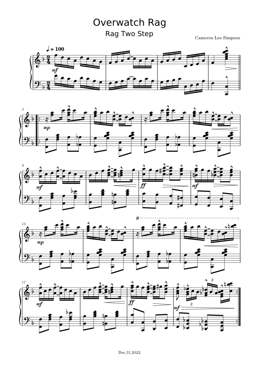 Overwatch Rag Sheet music for Piano (Solo) | Musescore.com