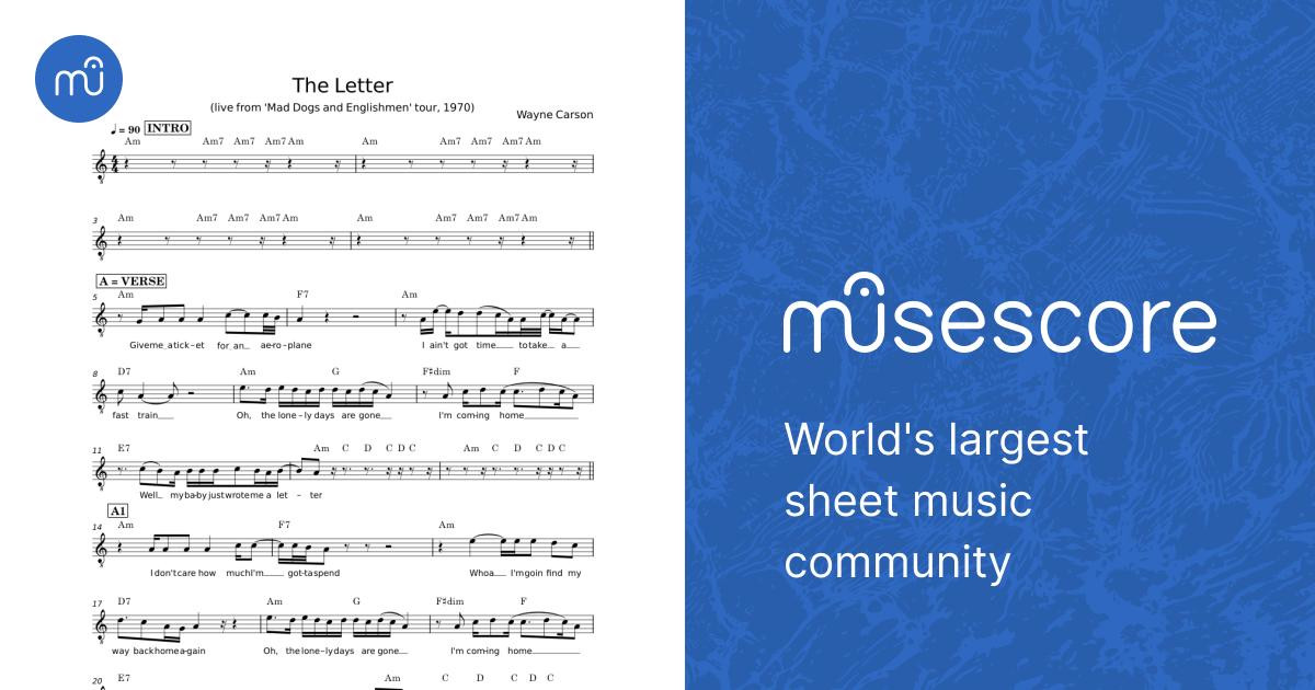 The Letter - Wayne Carson Thompson Sheet music for Synthesizer (Solo ...