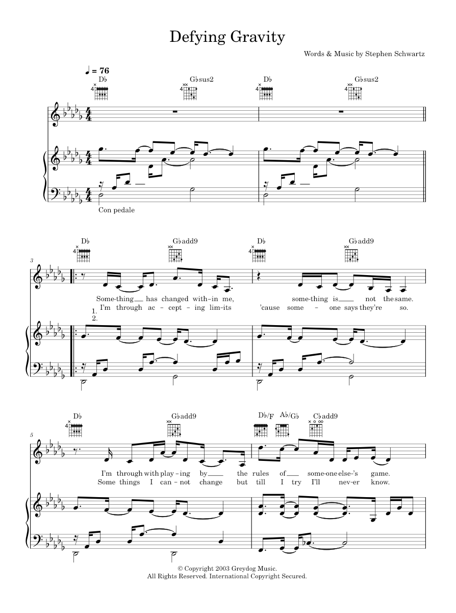 Play Official version of Defying Gravity (from Wicked) Sheet Music by ...