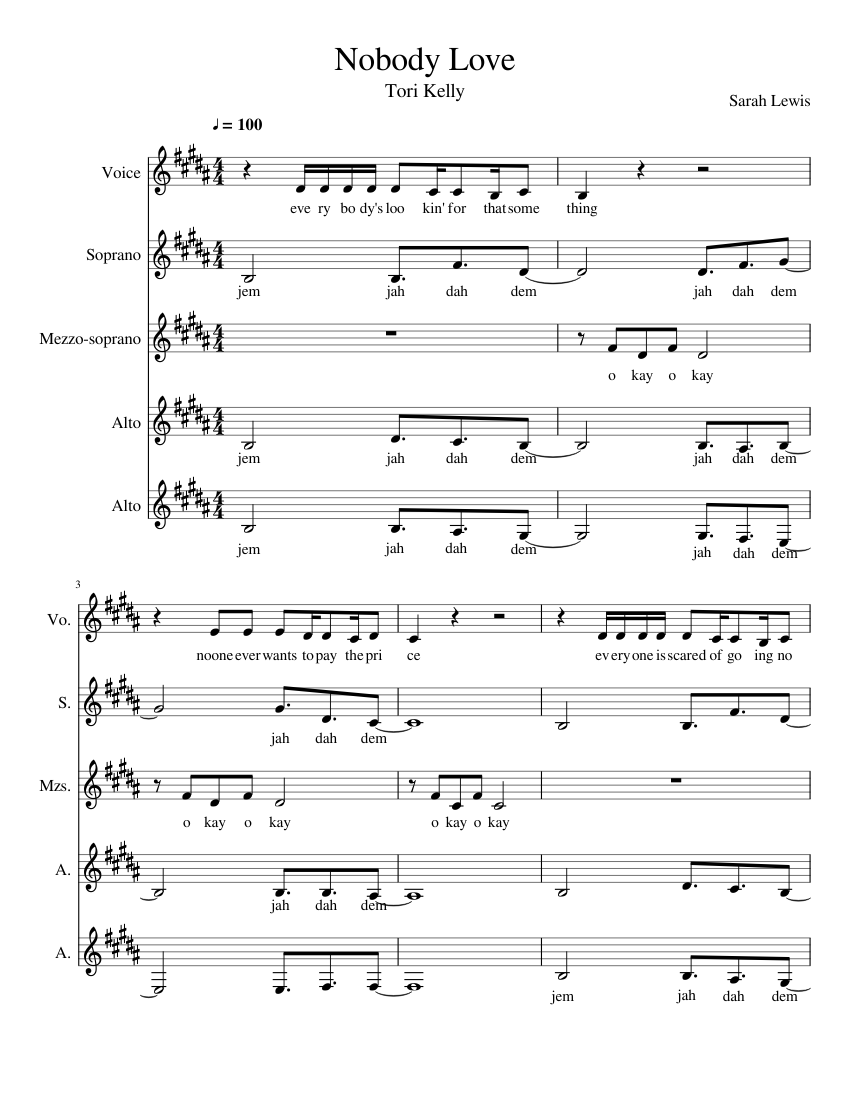Nobody Love Sheet music for Soprano, Alto, Vocals, Mezzo soprano ...