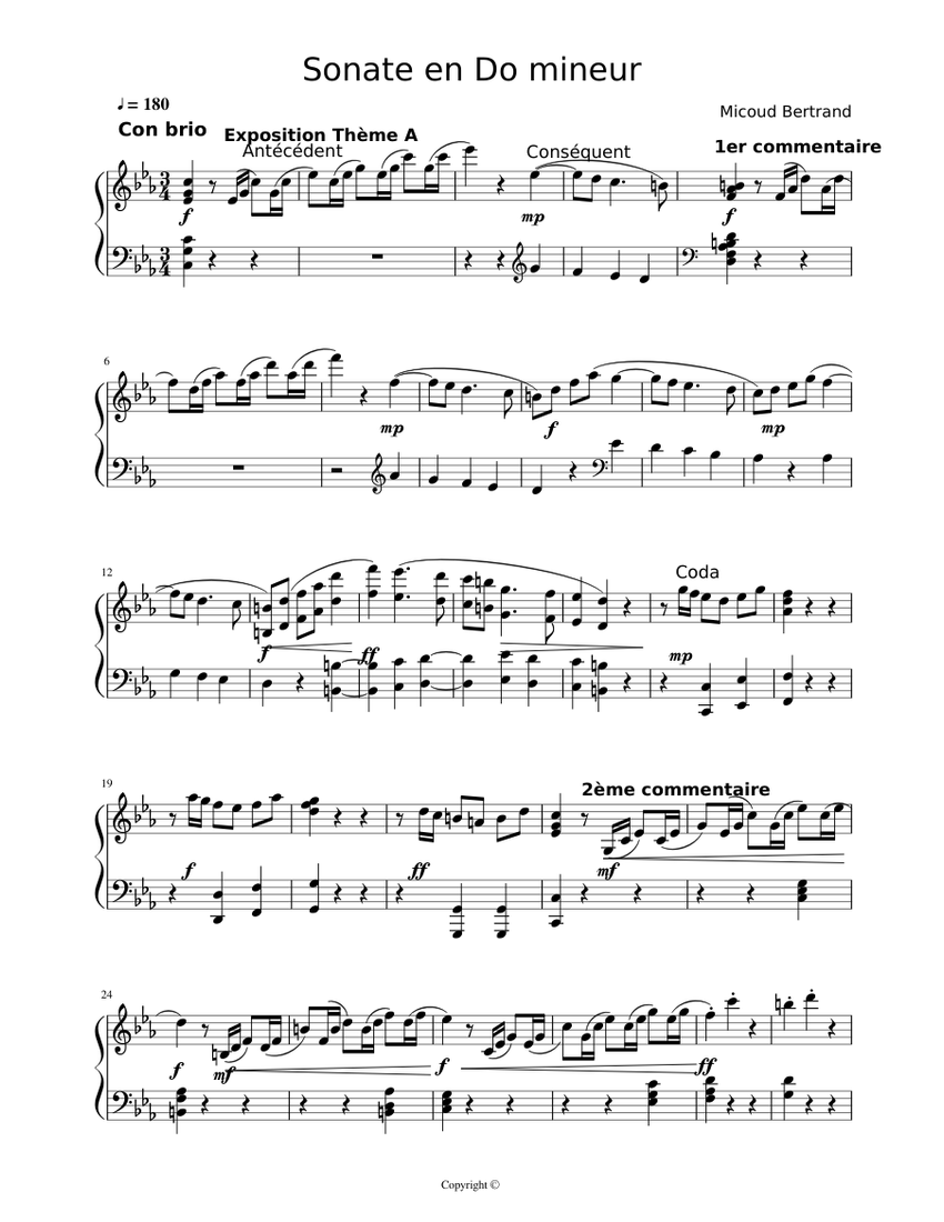 Sonate en Do mineur - piano tutorial