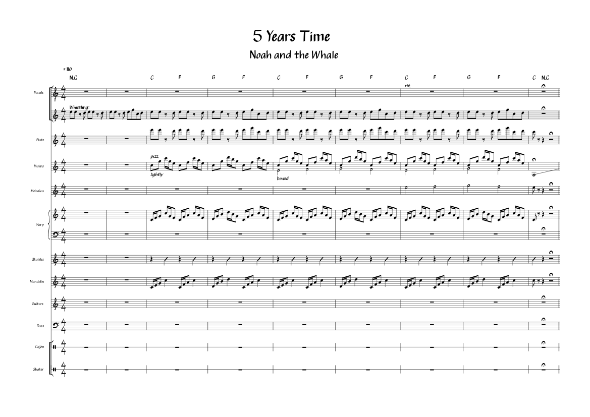5 Years Time (Noah and the Whale) - folk band Sheet music for Vocals ...