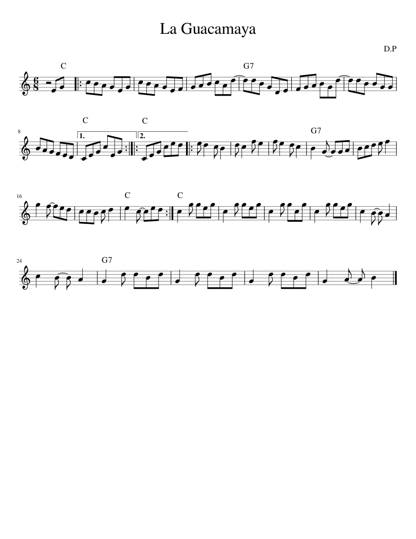 La Guacamaya Sheet music for Guitar (Solo) | Musescore.com