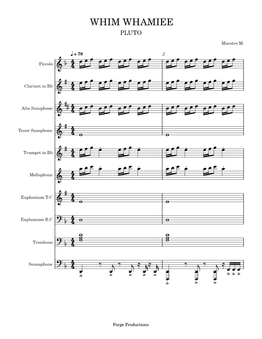 WHIM WHAMIEE Sheet Music for Trombone, Euphonium, Mellophone, Flute piccolo & more instruments ...