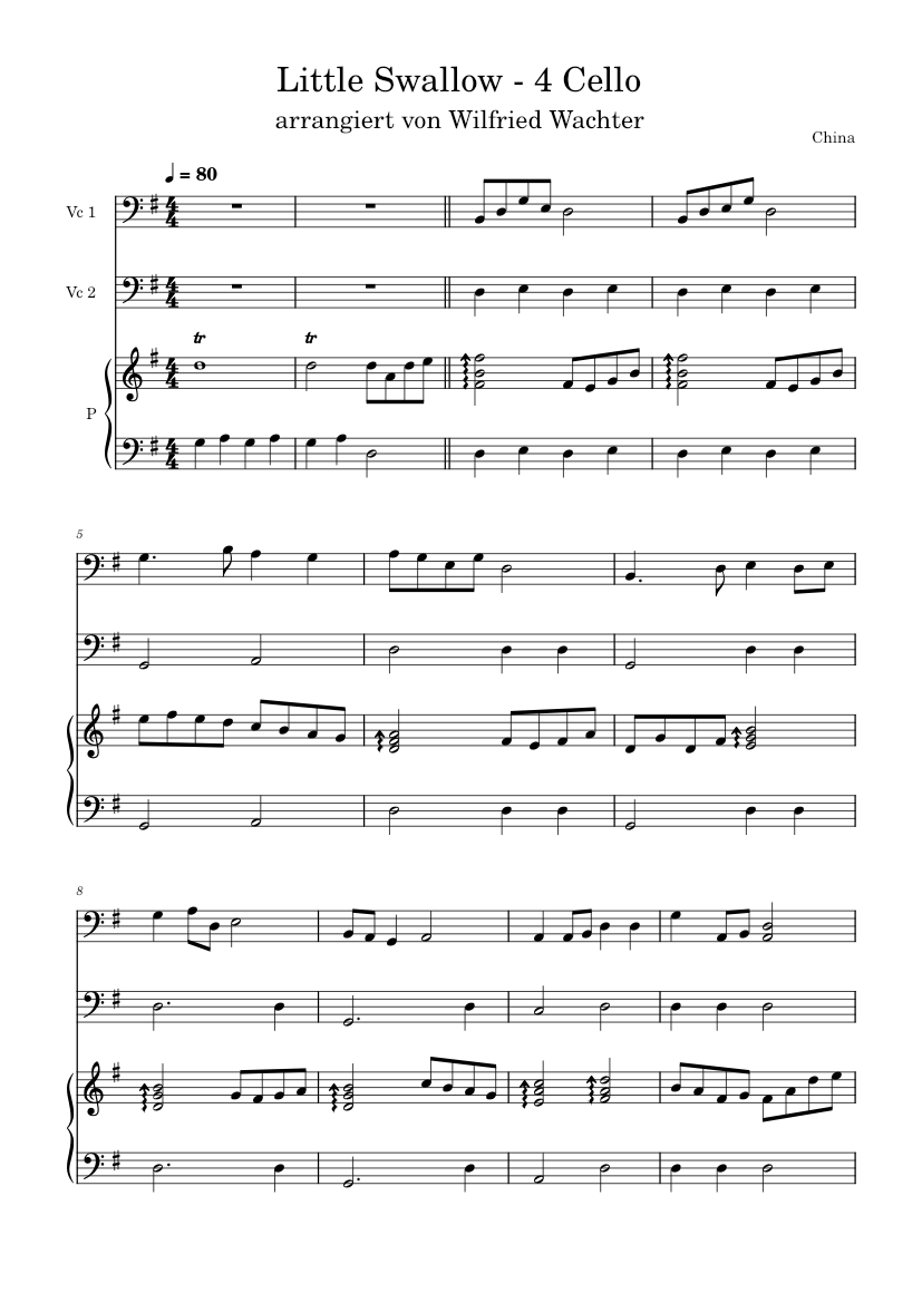 Little Swallow - 4 Cello Sheet music for Piano, Cello (Mixed Trio ...