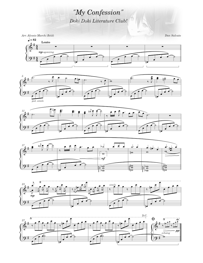 My Confession – Dan Salvato My Confession ( DDLC ) Sheet music for ...