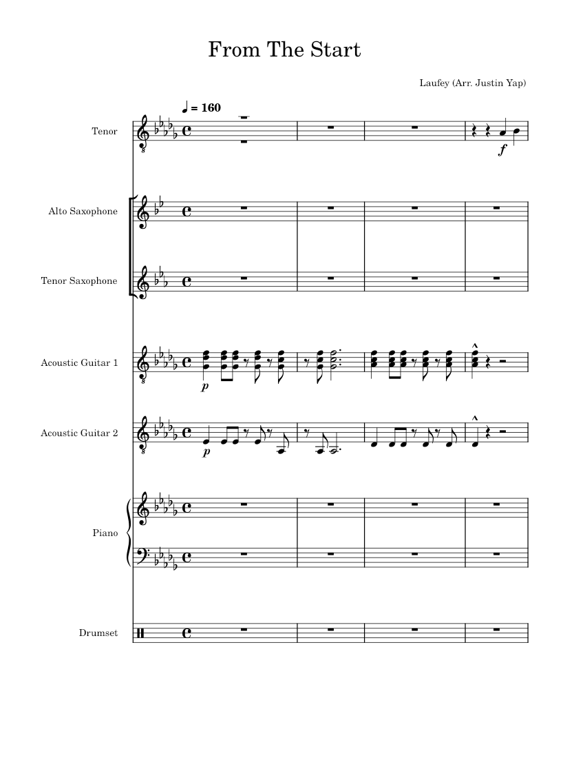 From the Start – Laufey From_The_Start Sheet music for Piano, Tenor, Saxophone alto, Saxophone ...