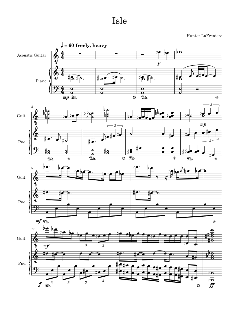Isle Sheet music for Piano, Guitar (Mixed Duet) | Musescore.com