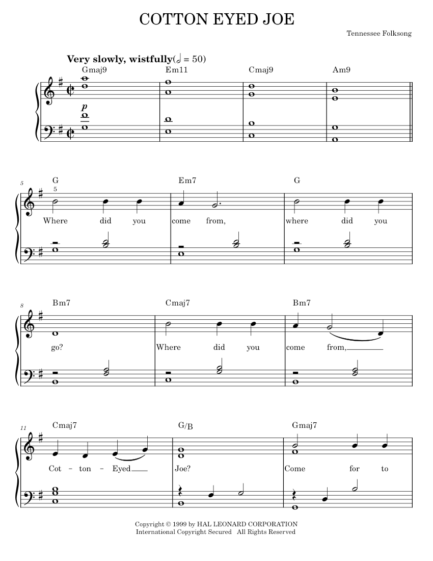 Play Official version of Cotton-eyed Joe sheet music by Misc tunes for ...