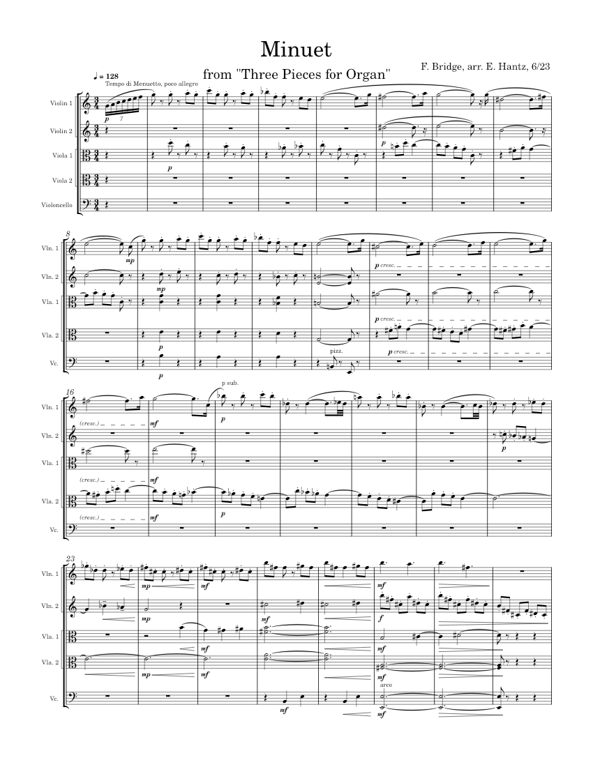 Minuet – Frank Bridge minuet Sheet music for Violin, Viola, Cello ...