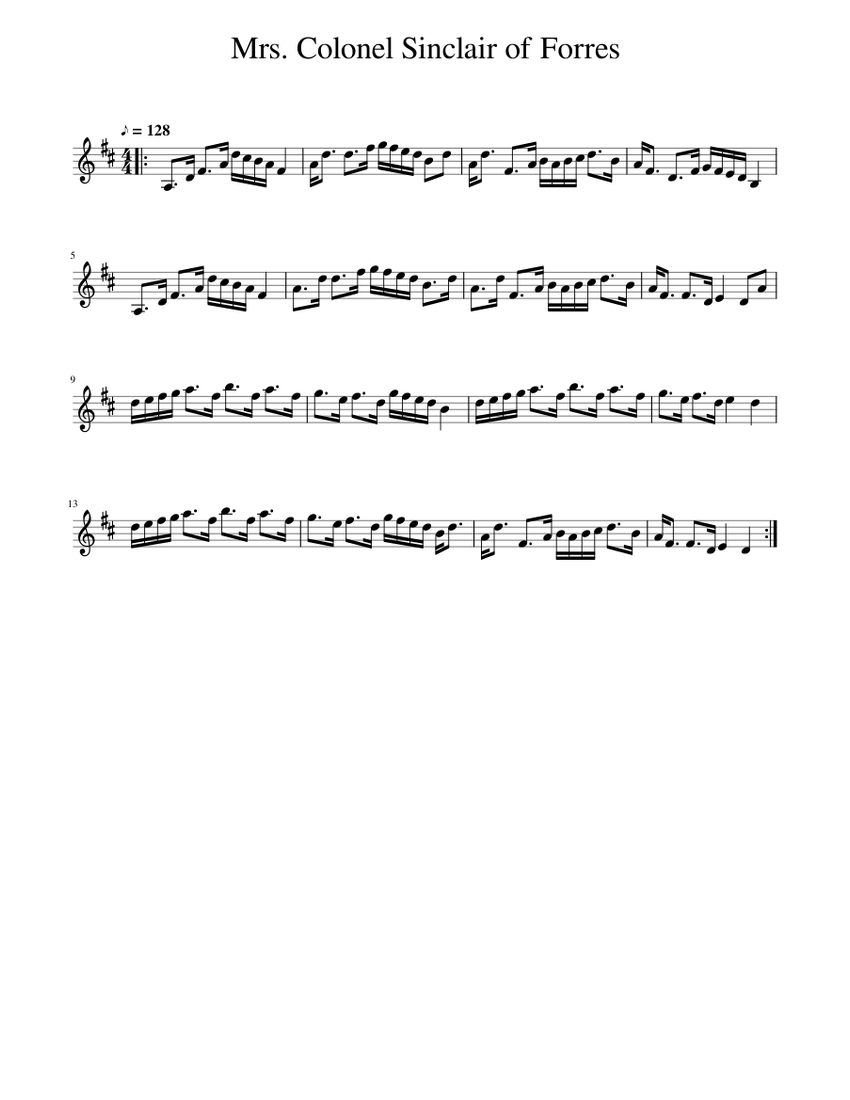 Mrs. Colonel Sinclair of Forres Sheet music for Piano (Solo ...